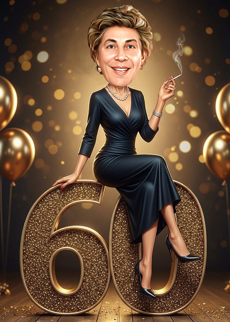 Custom 60th Birthday Caricature Cartoon Gift for Mom Milestone Birthday ...