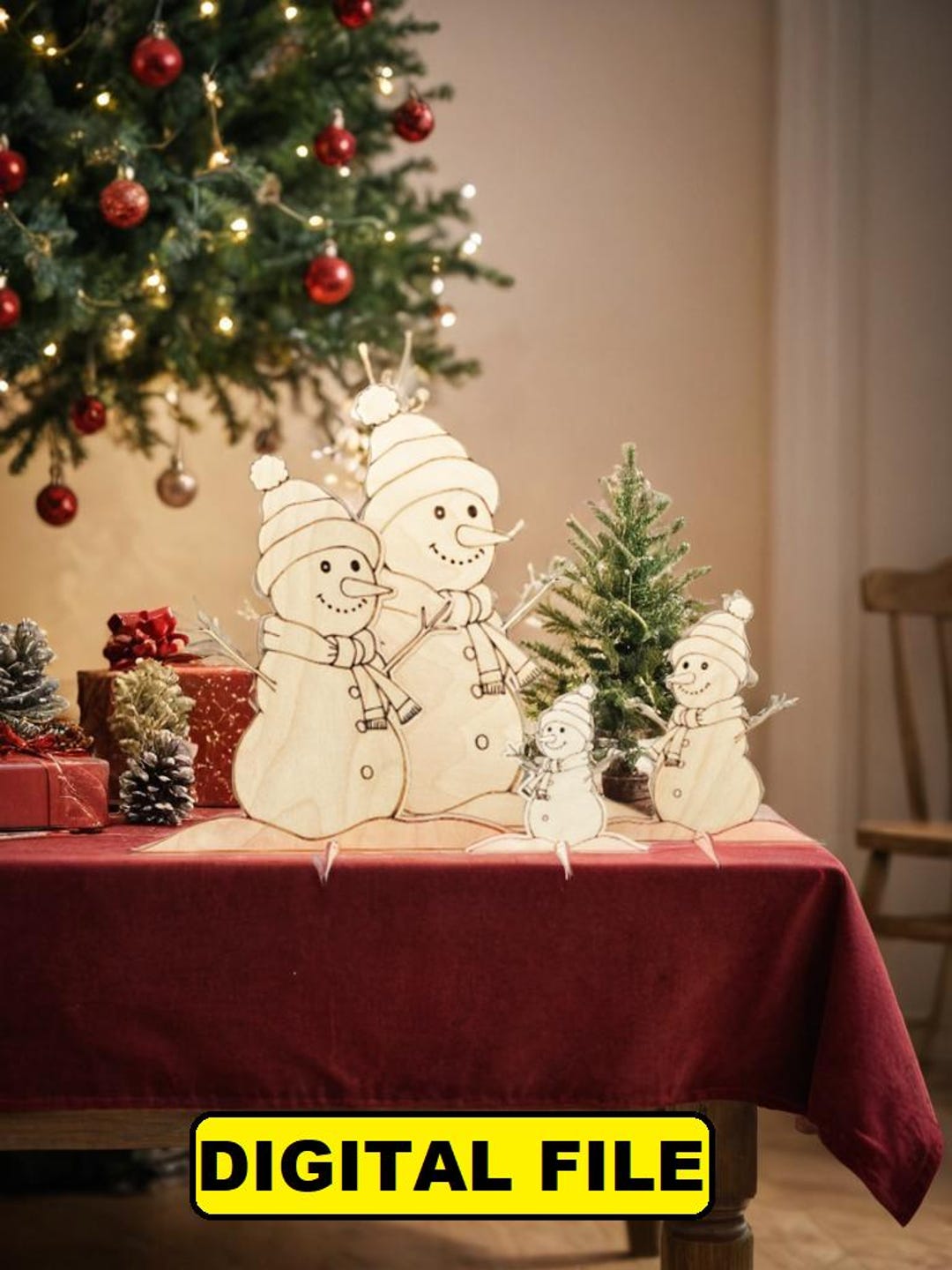 Laser Cut File, Snowman Set, Four Designs in One, Holiday Decor - Etsy