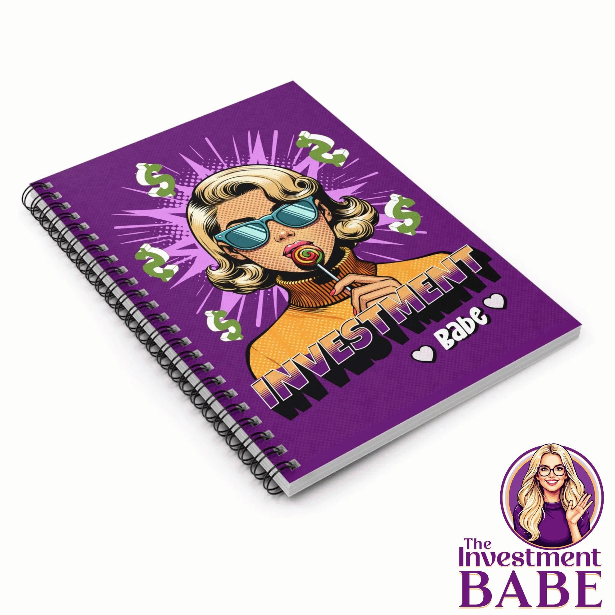 Investment Babe Spiral Notebook, Budget Planner, Purple Daily Ledger, Gift for Financial Advisor ...