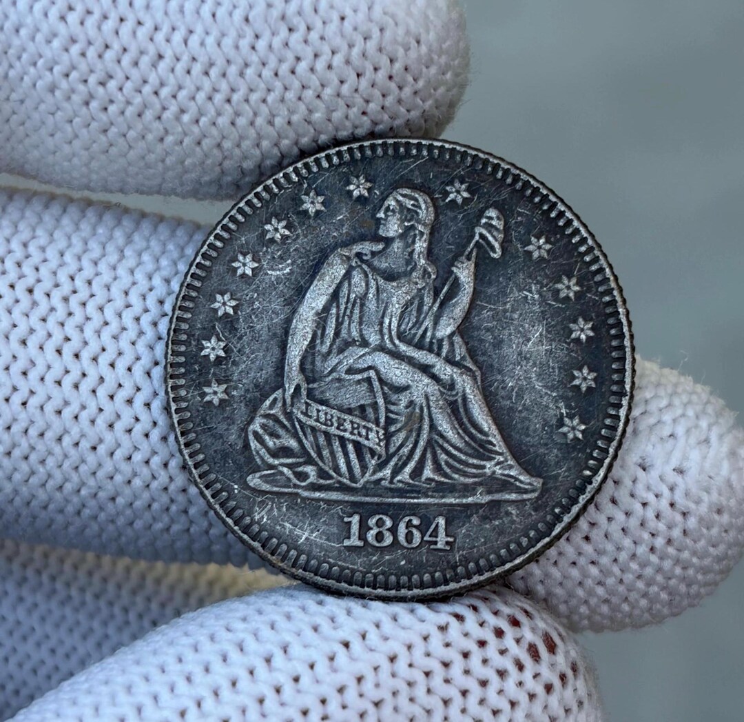 25 Cents 1864 USA Quarter Dollar Coin REPLICA Silver Plated - Etsy