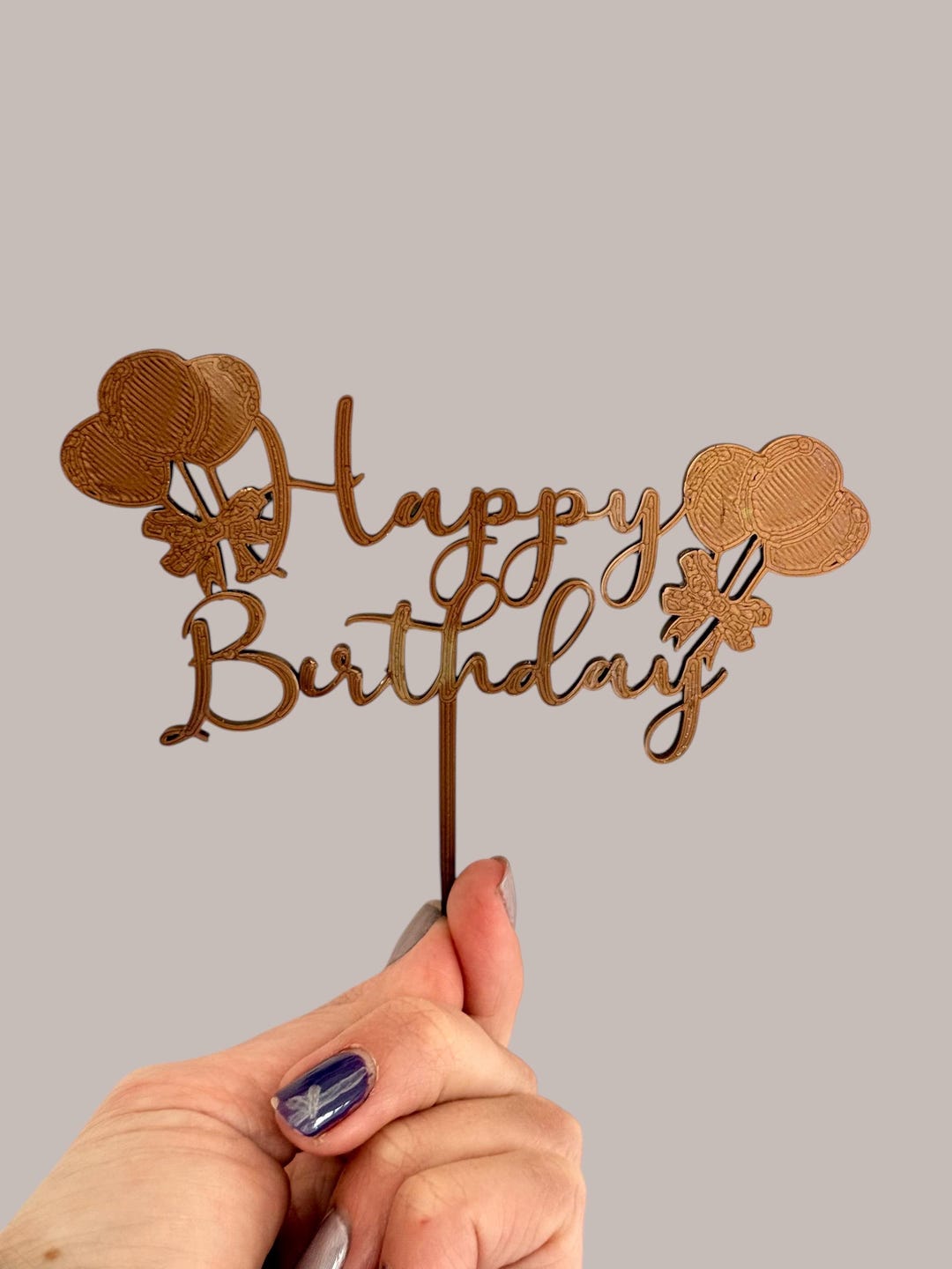Personalised Happy Birthday Cake Topper With Balloons, 3d Printed Cake ...