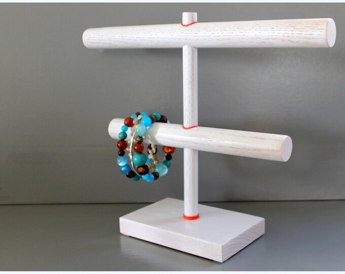Antique White & Coral Bracelet Holder READY TO SHIP Jewelry Organizer ...