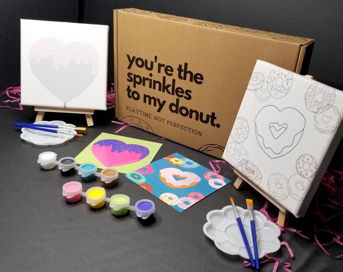 Adult Paint Kit for Two Gift Box, Date Night or Self Care Donut Art Set ...