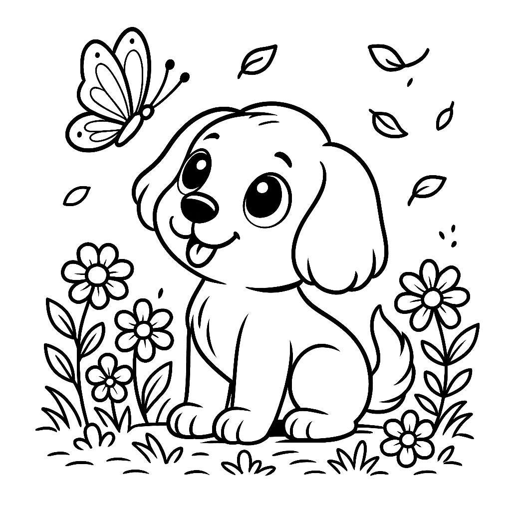 10 Cute Puppy Coloring Pages – Adorable Dog Coloring Book for Kids ...