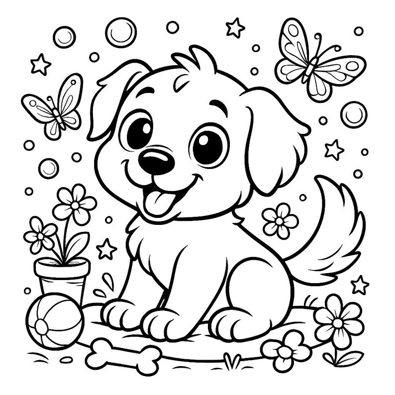 10 Cute Puppy Coloring Pages – Adorable Dog Coloring Book for Kids ...