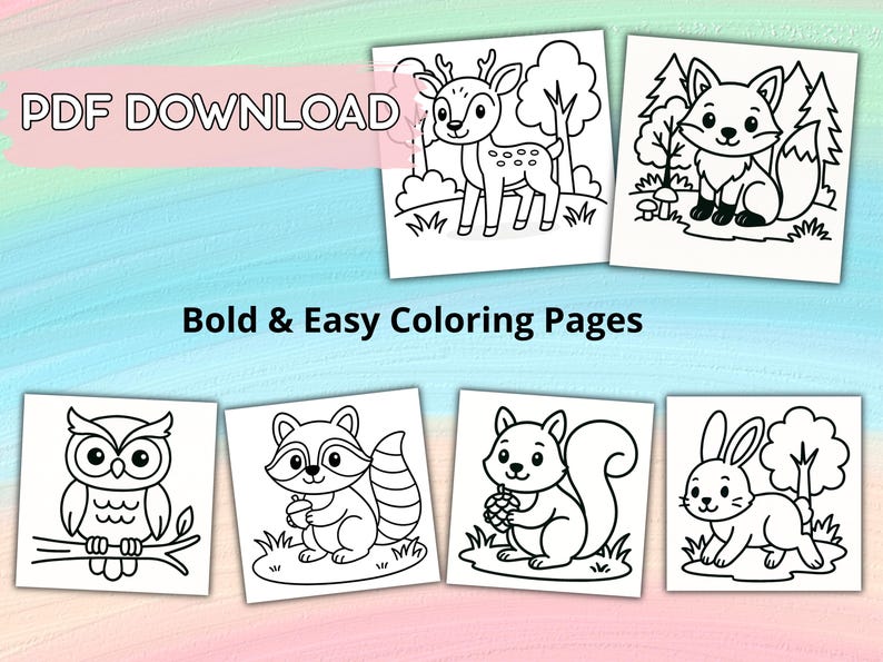 Forest Friends Coloring Pages | Printable Bundle | Cute Animals ...