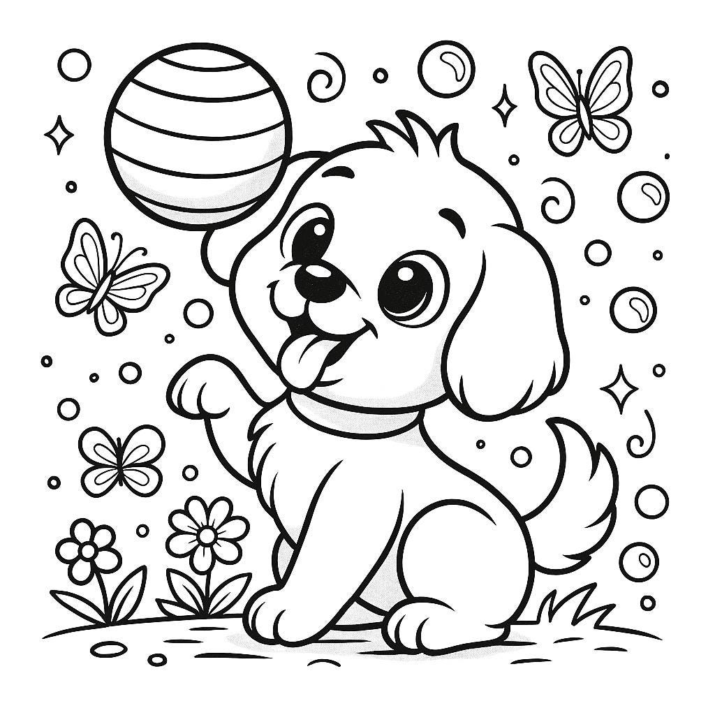 10 Cute Puppy Coloring Pages – Adorable Dog Coloring Book for Kids ...