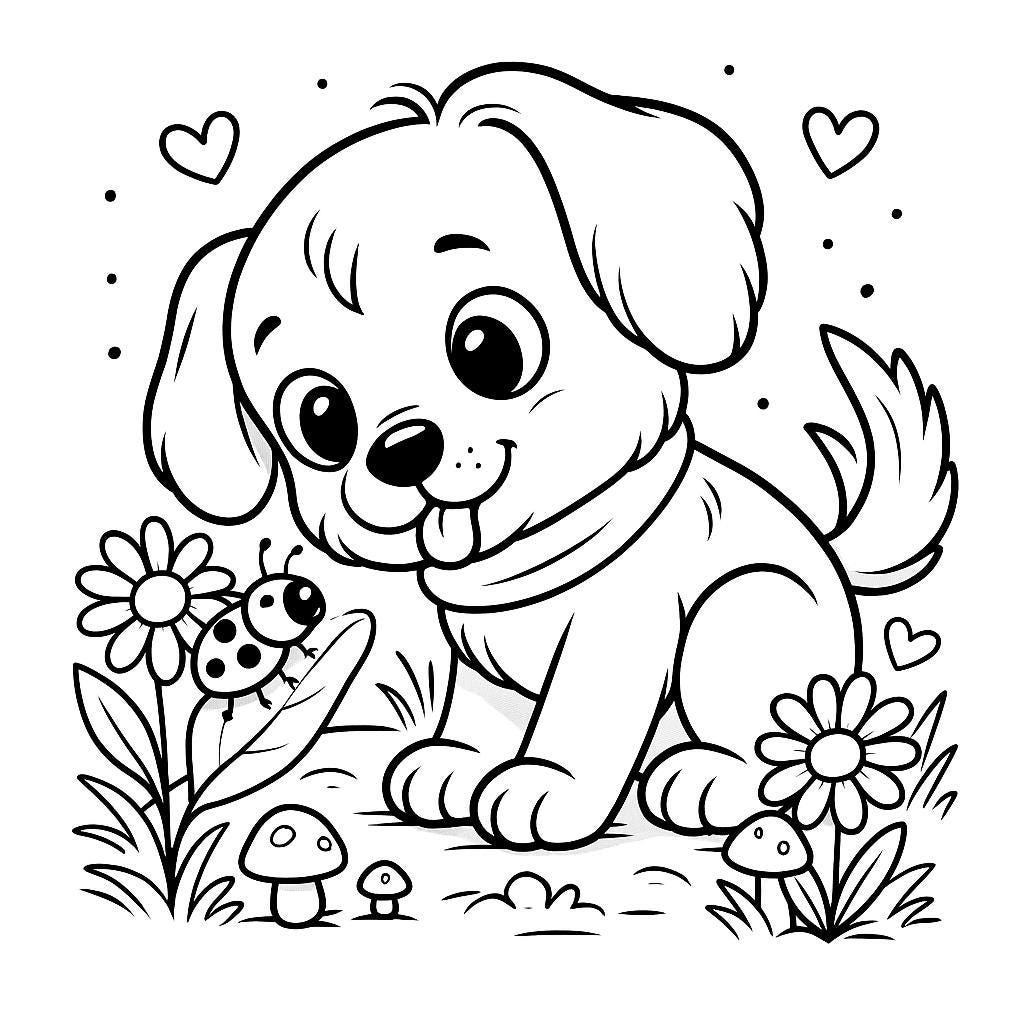 10 Cute Puppy Coloring Pages – Adorable Dog Coloring Book for Kids ...