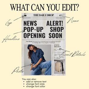 Newspaper Announcement Pop up Shop Invite 2 Pages Fashion Headline News ...