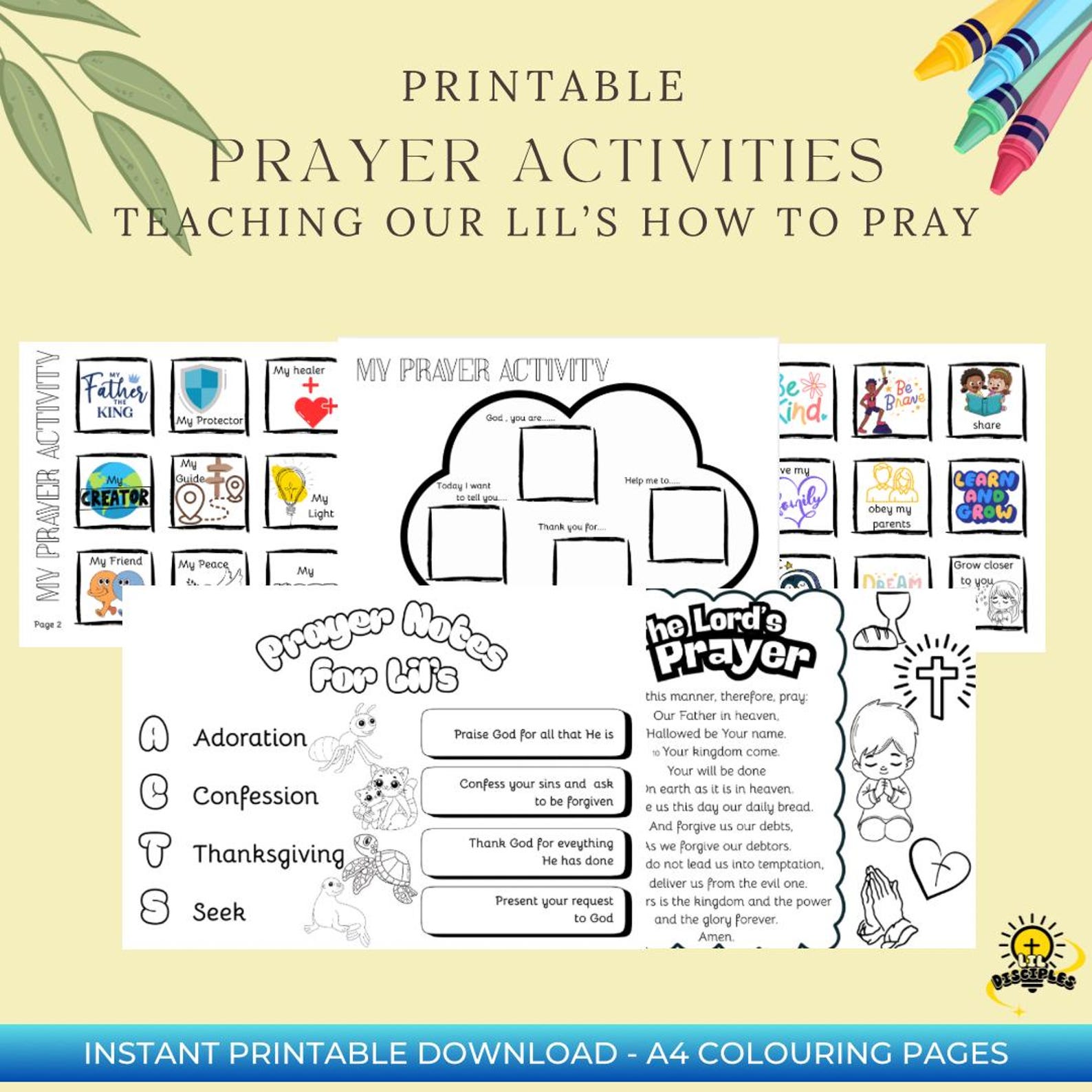 Toddler Prayer Activity Pack | Printable Bible Craft (PDF Download) - Etsy