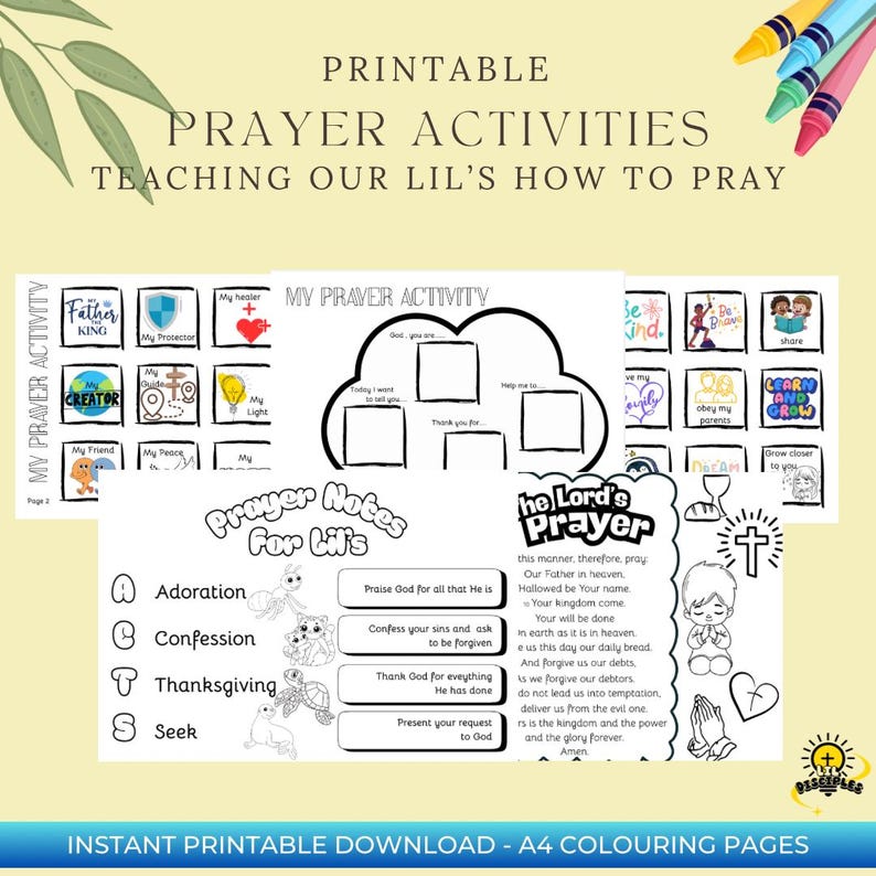 Toddler Prayer Activity Pack | Printable Bible Craft (PDF Download) - Etsy