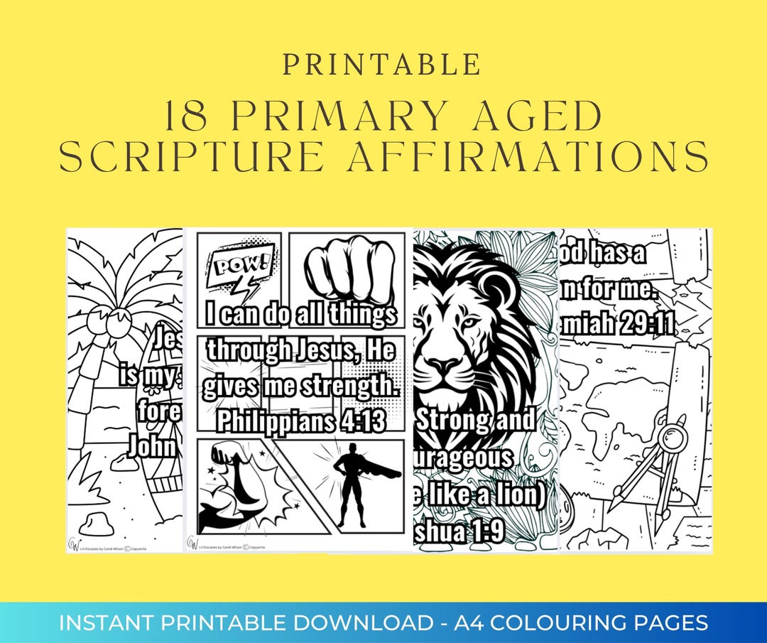18 Scripture Affirmations for Primary Aged Kids – Christian Colouring ...