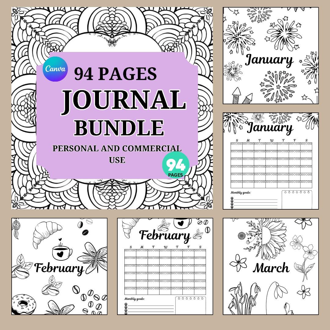 2025 Printable Journal Bundle – 94 Planner Pages, A5 & A4 (digital ...