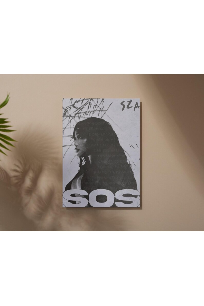 SZA SOS Printable Wall Art – Black and White – R&B Music Decor – Urban ...