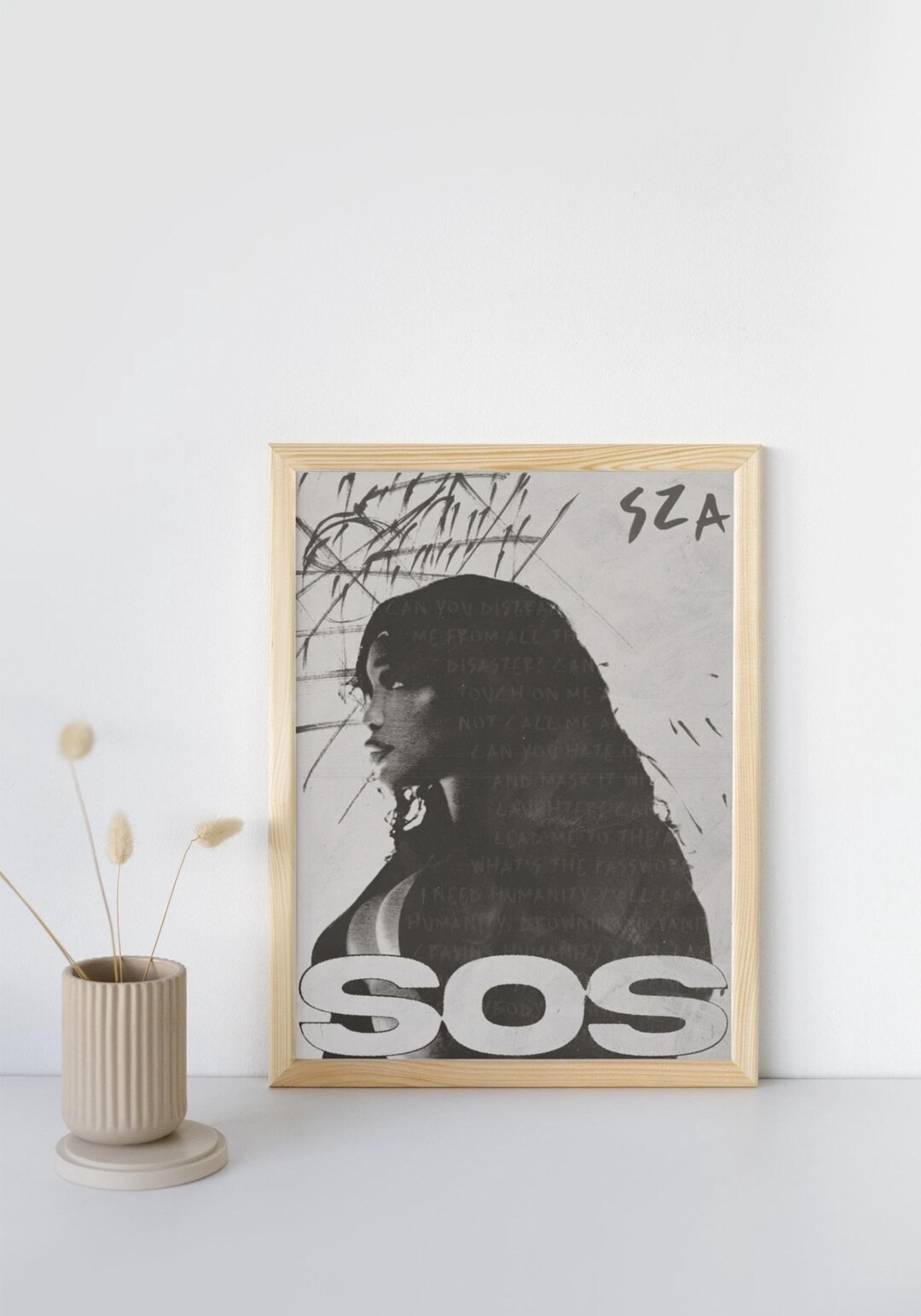 SZA SOS Printable Wall Art – Black and White – R&B Music Decor – Urban ...