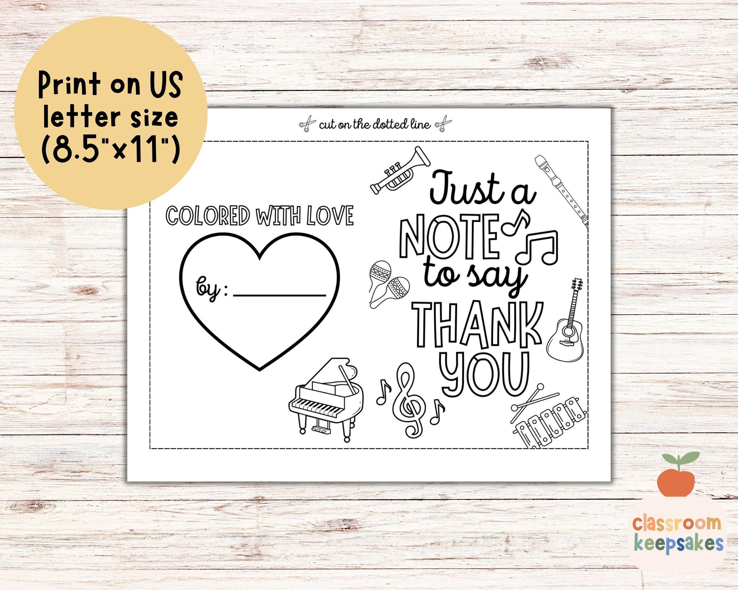 Teacher Appreciation Printable Card, Music Teacher Card, Coloring Card ...