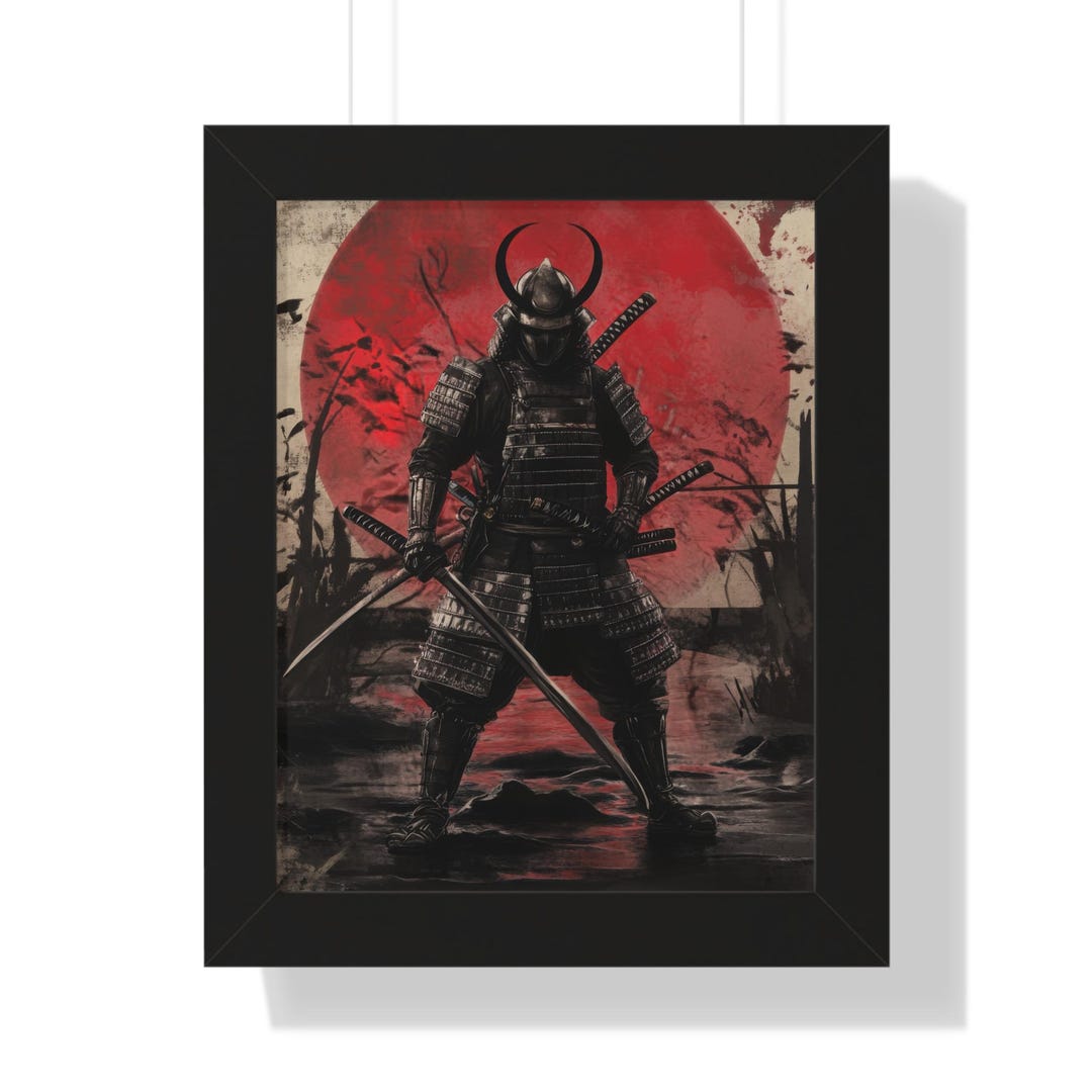 Samurai Warrior Framed Vertical Poster, Ninja Art Print, Japanese Home ...
