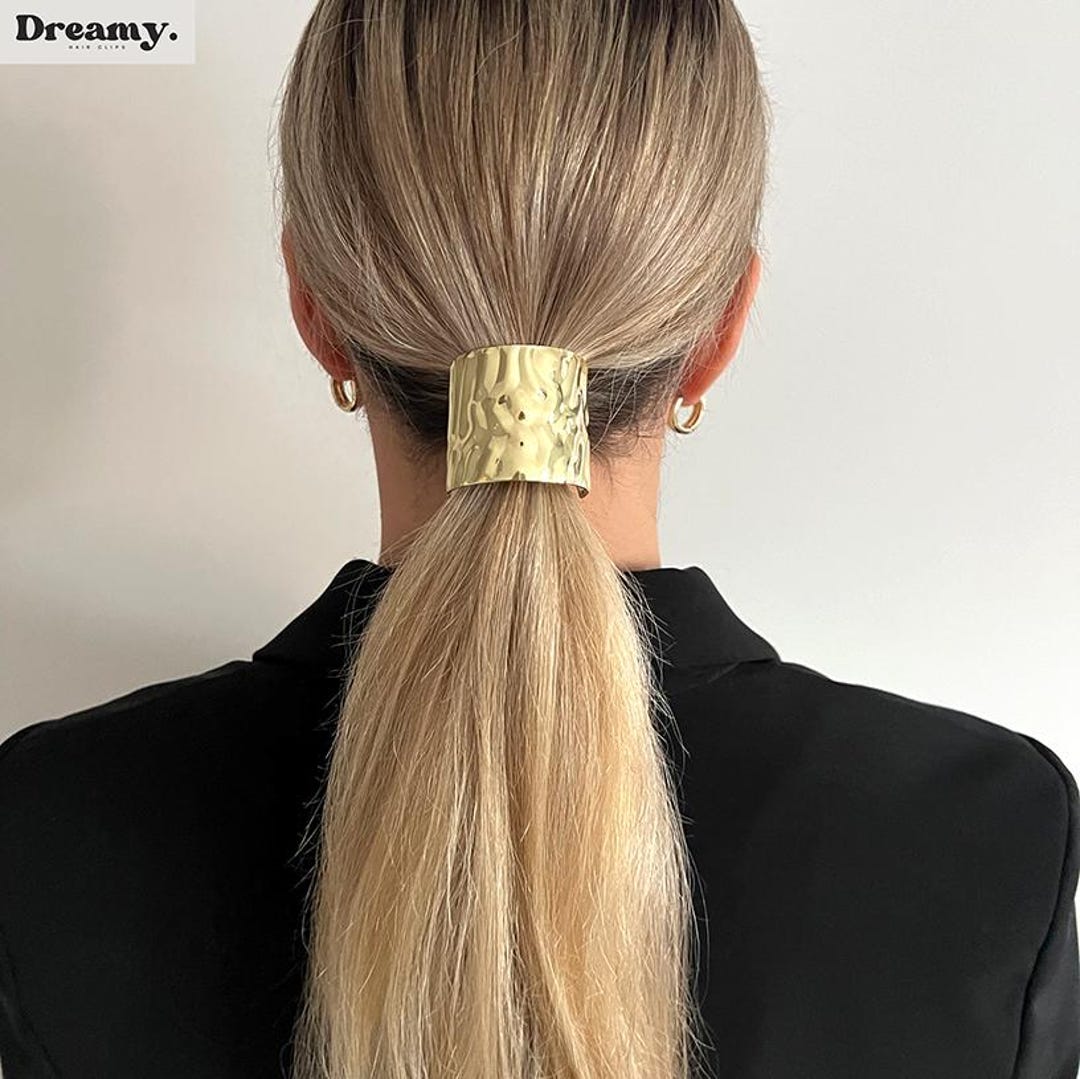 Ponytail Hair Cuff Hook, Metal Ponytail Cover, Silver Hair Cuff, Gold ...