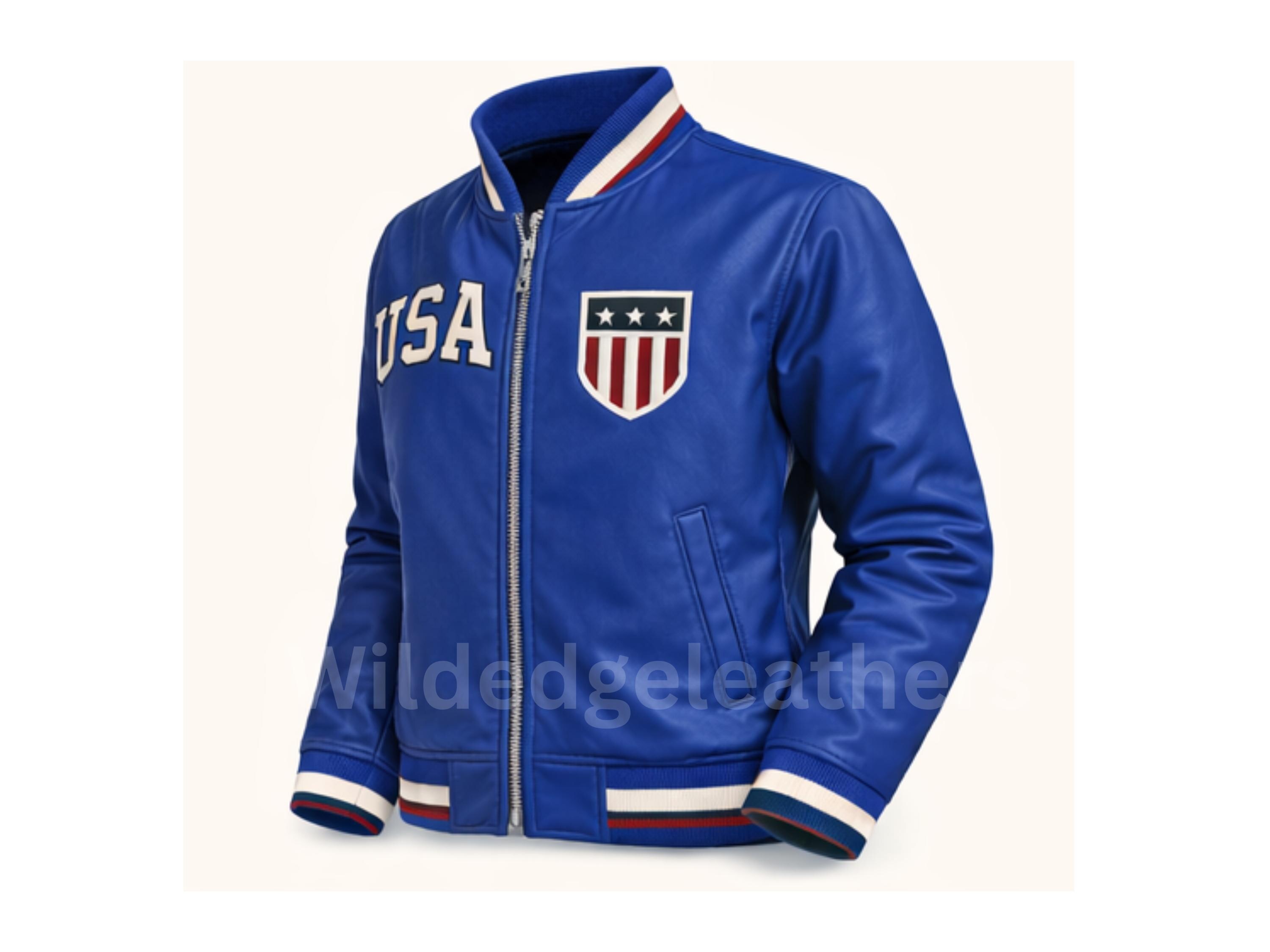 Unisex Satin USA Flag Jacket Vintage American Flag Letterman Style ...