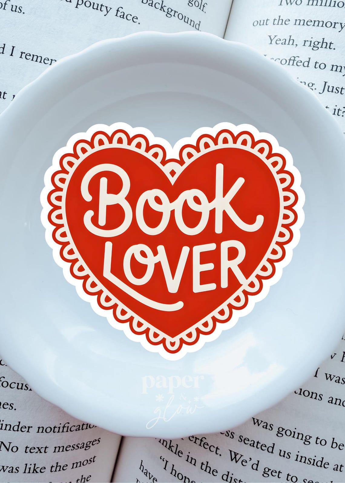 Book Lover Heart Vinyl Sticker | Paper and Glow - Etsy