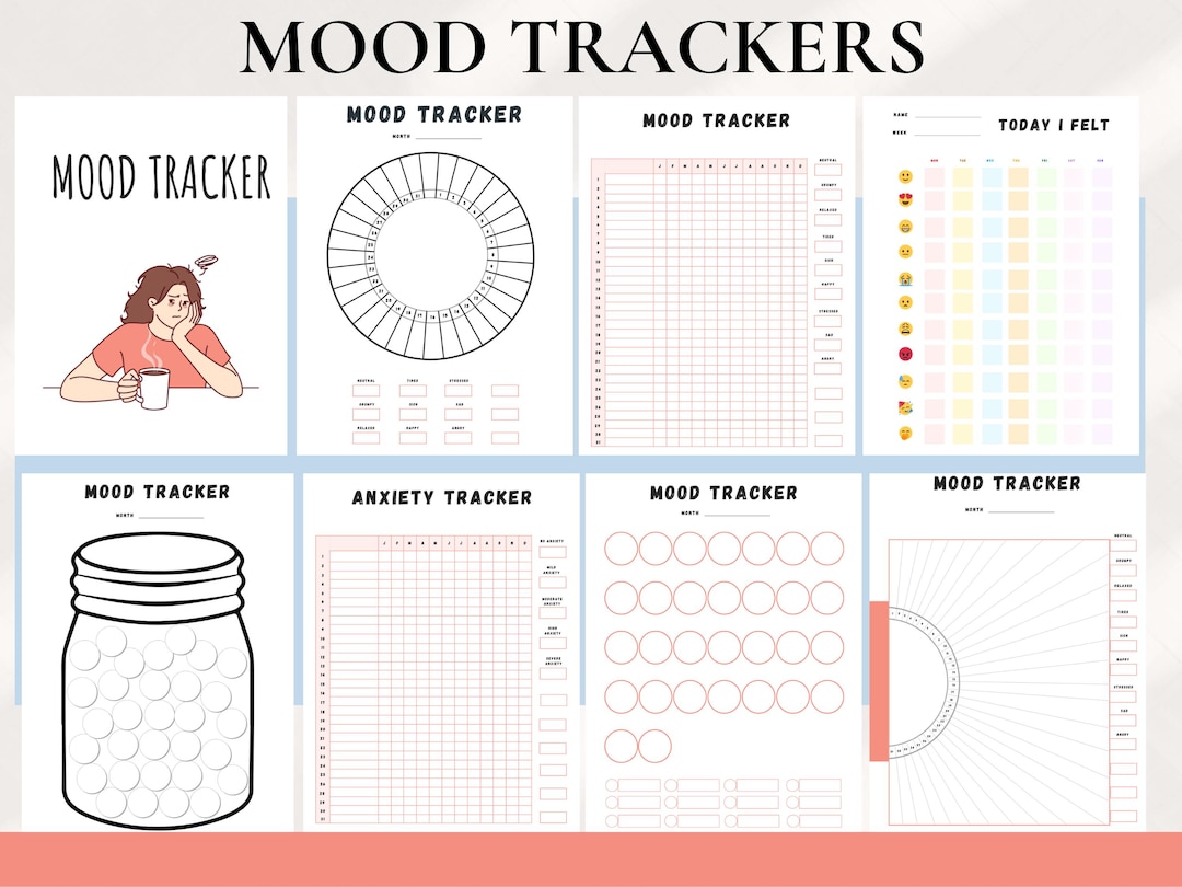 Mood Tracker Printable, A Year in Pixels, Emotional Wellness Chart ...