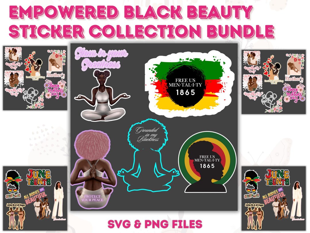Empowered Black Beauty Digital Sticker Collection | Afrocentric Planner ...