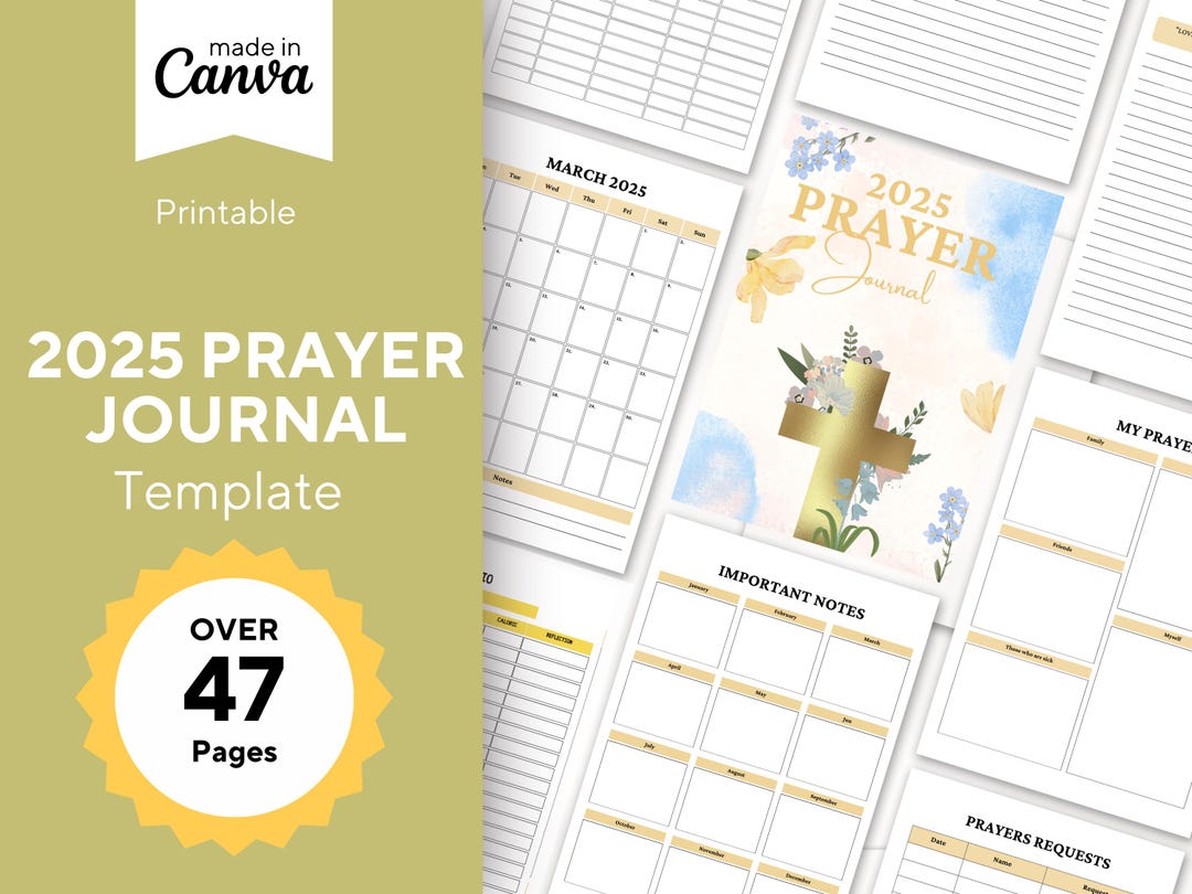 Prayer Journal Printable, Bible Study Guide, Faith-based Planner ...