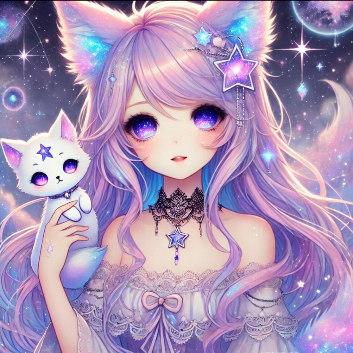 Celestial Digital Art | Space & Stars Poster | Kawaii K-pop Printable ...