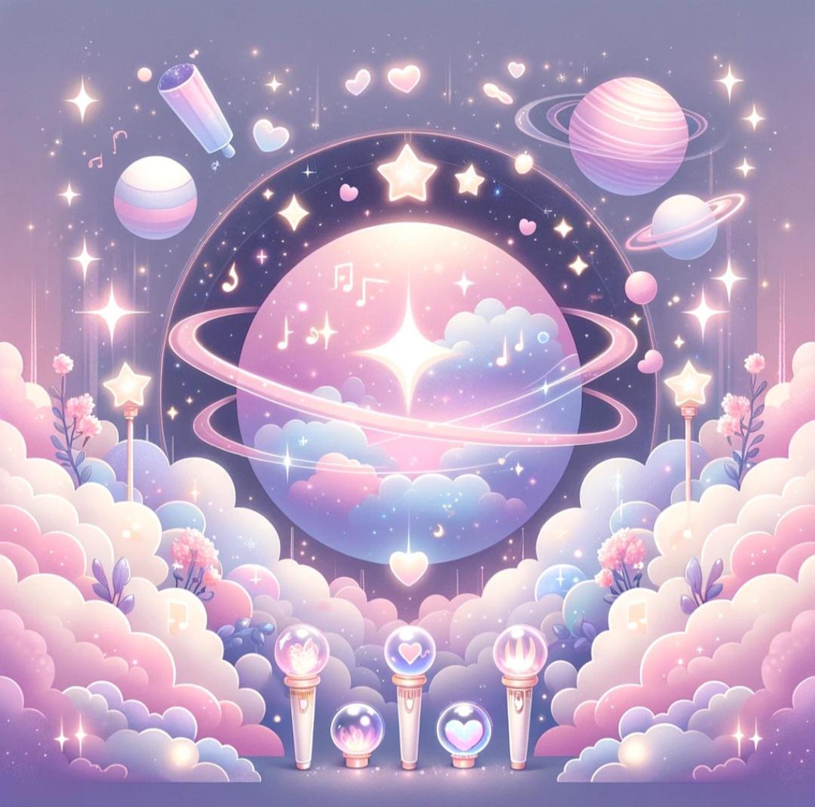 Celestial Digital Art | Space & Stars Poster | Kawaii K-pop Printable ...
