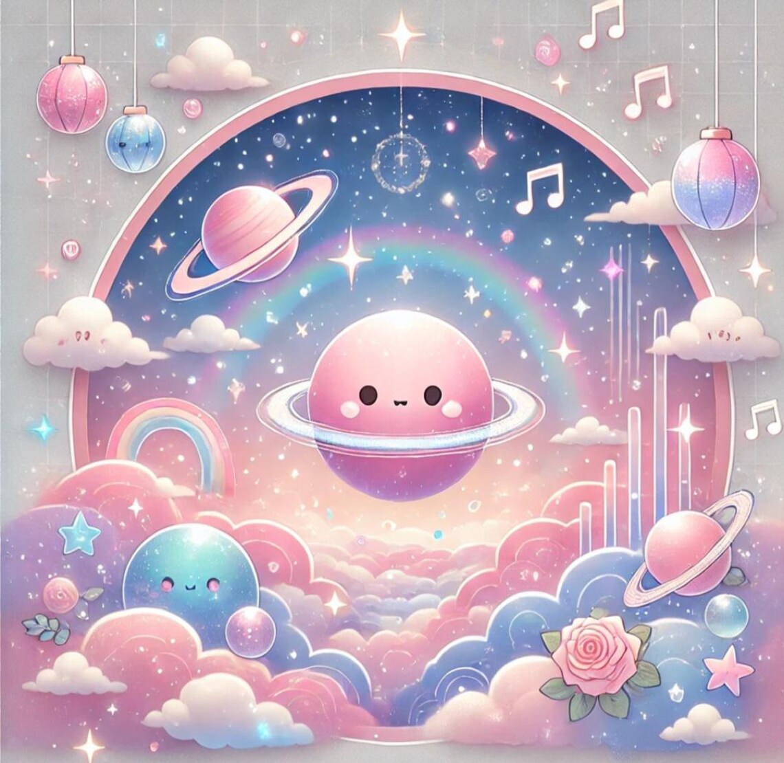 Celestial Digital Art | Space & Stars Poster | Kawaii K-pop Printable ...