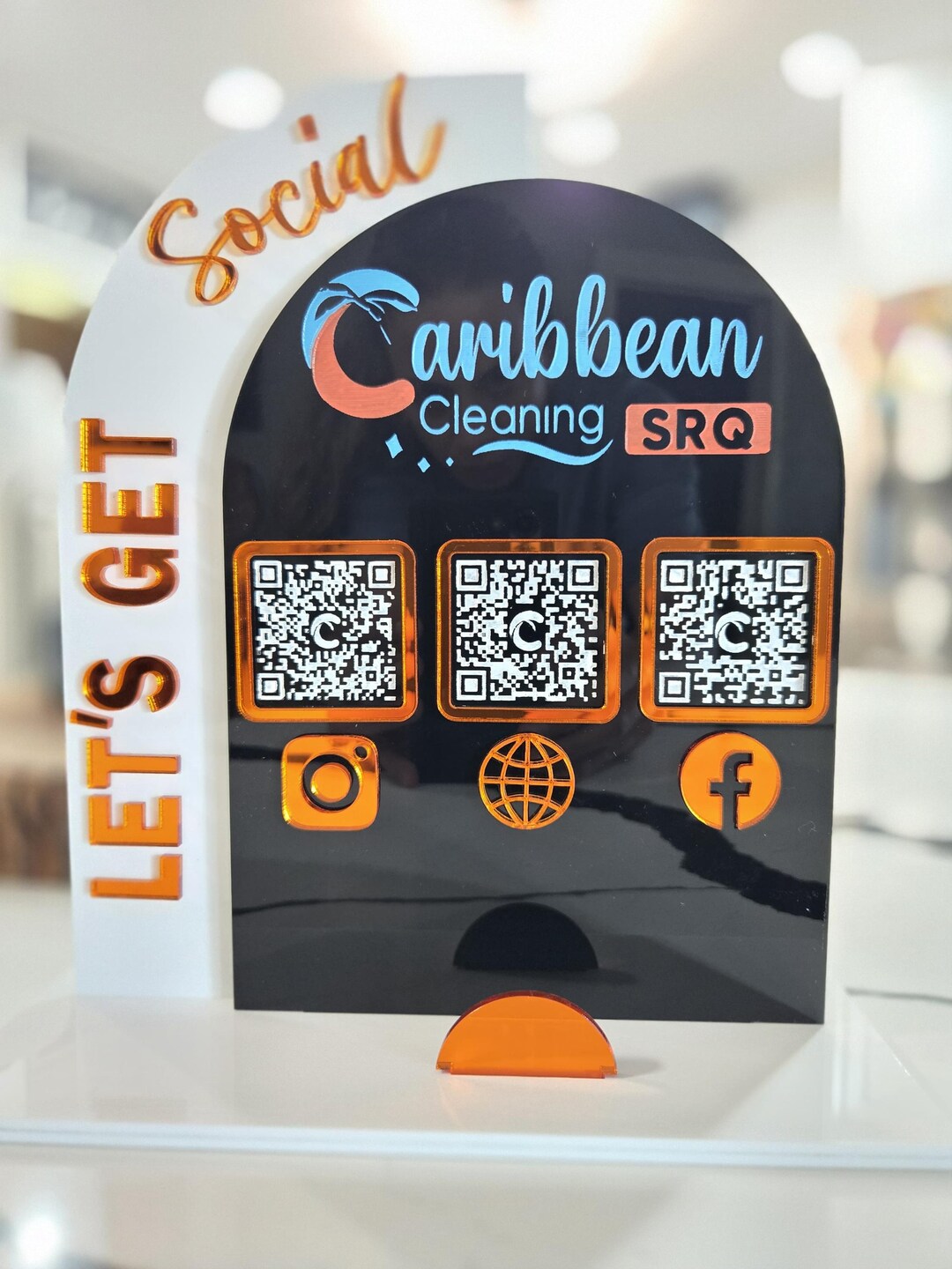 Custom “let’s Get Social” Acrylic QR Code Sign – Business Display ...