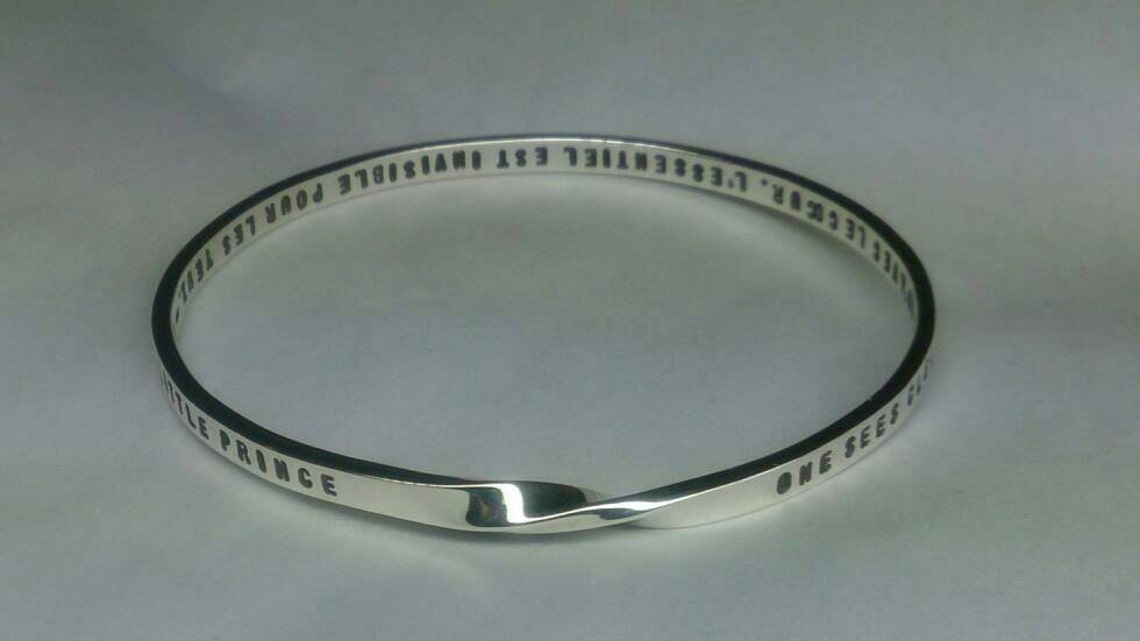 PERSONALIZED Mobius Bangle up to 100 Letters/numbers Hand Stamped on ...