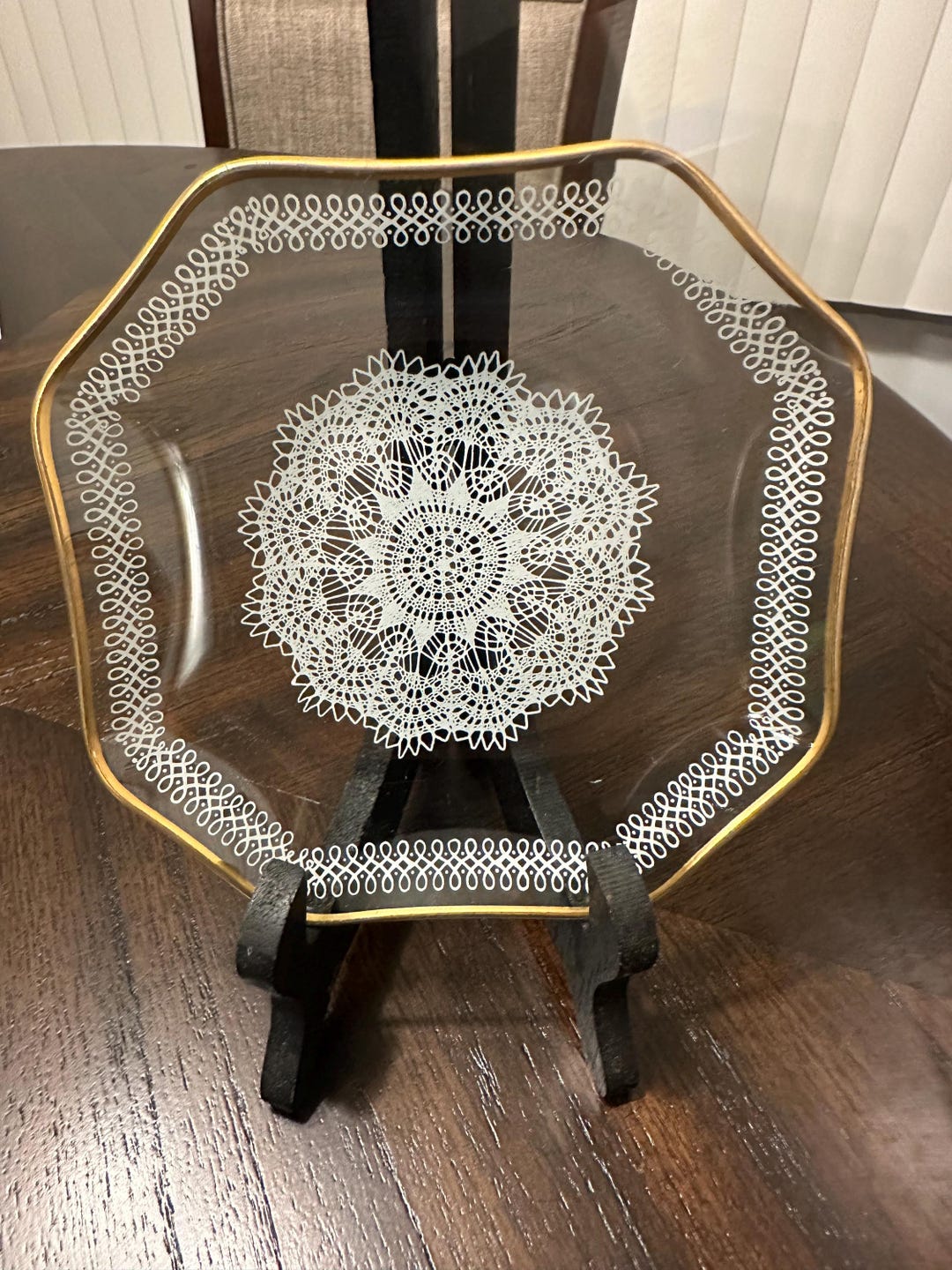 Chance Bros. Gold Gilded Lace Filigree Octagon German Clear Glass ...