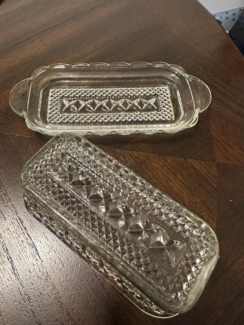 Vintage Crystal Butter Dish - Etsy