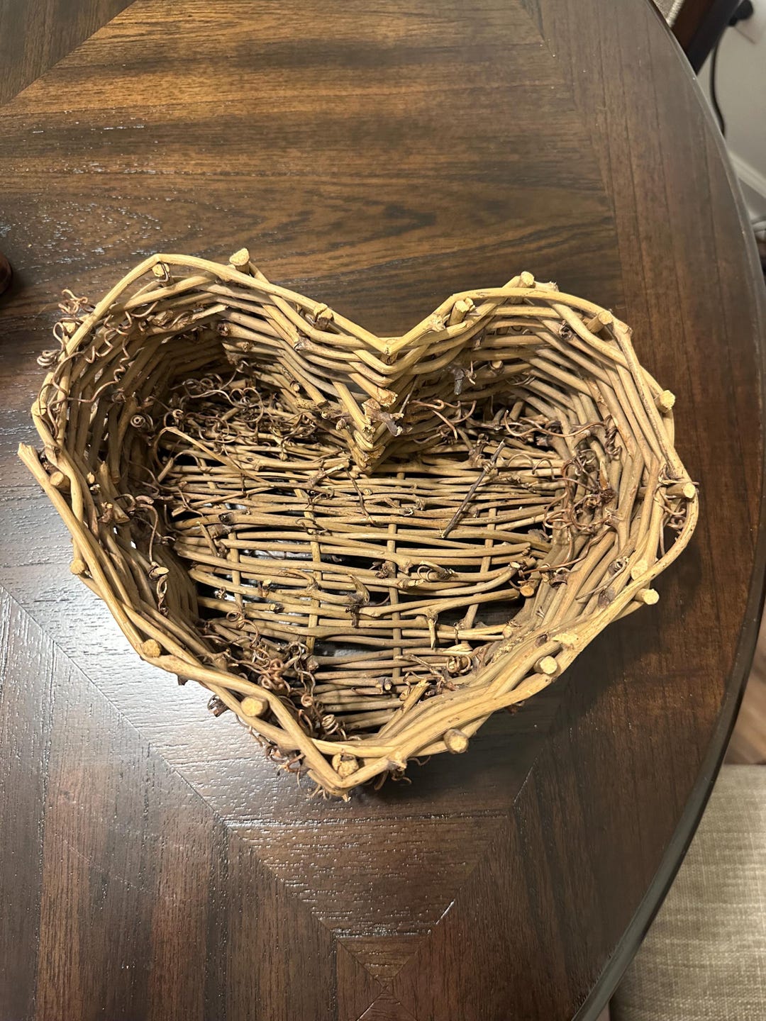 Vintage Heart Shaped Wicker Basket - Etsy