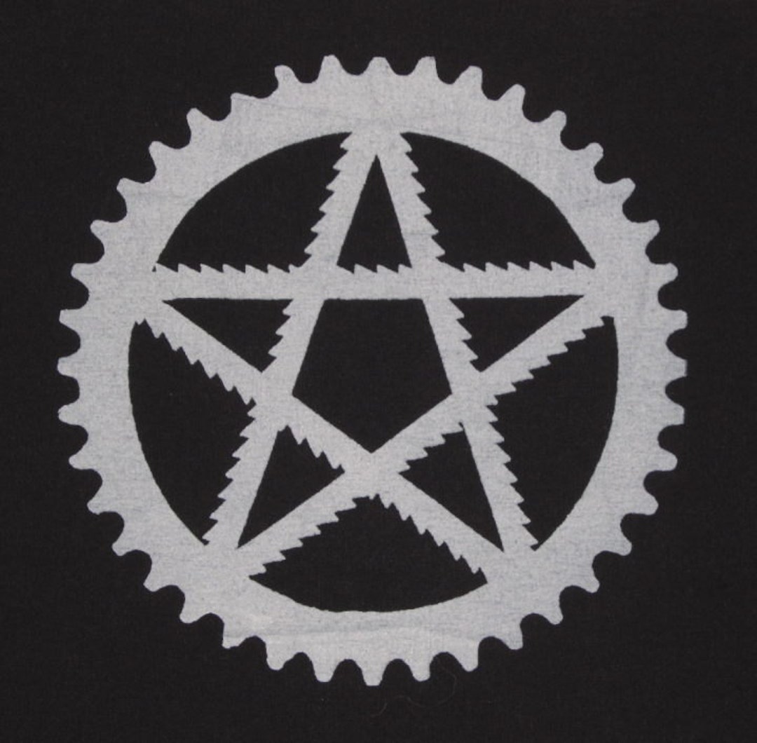 Back Patch - Pentagram, of Bike Parts, W Saw Blades and Bike Sprocket ...