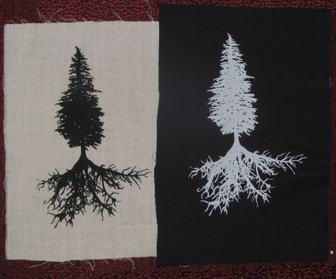 Tree Patch - Conifer & Tree Roots, Choose Black White Green - Western ...