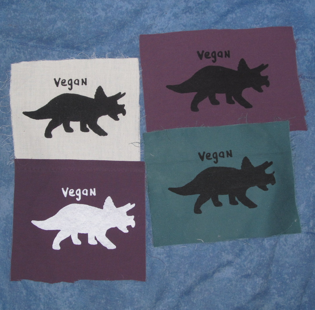 Vegan Patch, Dinosaur Patch, Triceratops, Vegan Patch, Choose Color ...