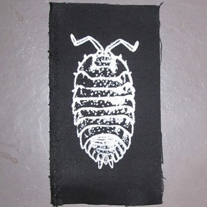 Pill Bug Patch - Black on Turqoise, White, or Grey Durable Cloth ...