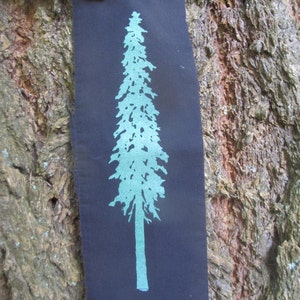 Tree Silhouette Patch, Green on White Canvas Screenprint - Douglas Fir ...