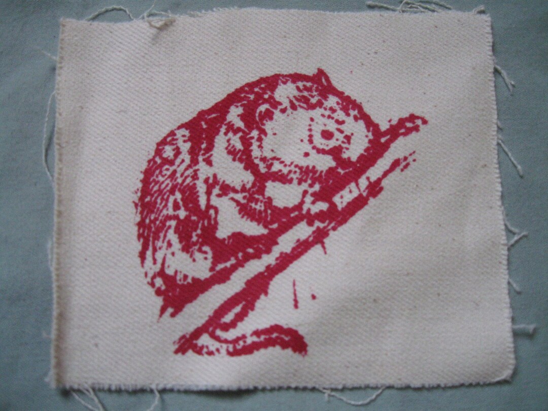 Red Tree Vole, Red on White Canvas - Animal Patch, Rodent Forest Punk ...