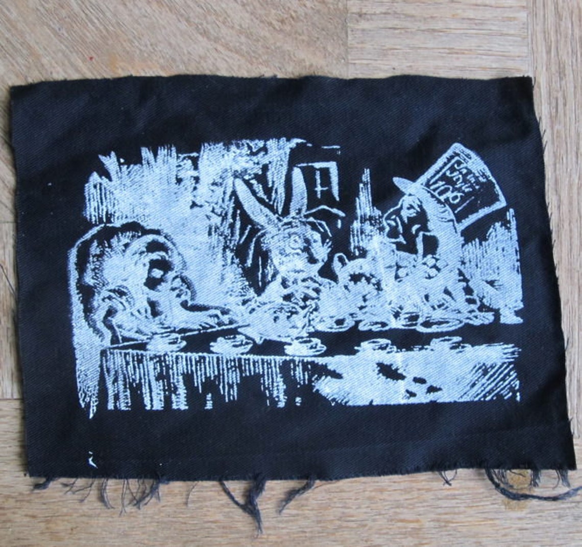 Alice in Wonderland Mad Hatter Tea Party - Screenprint White on Black ...