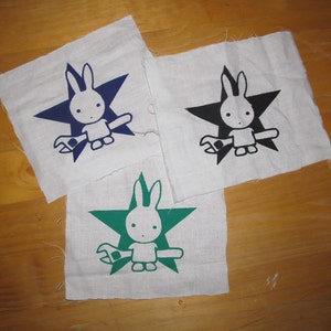 Earth First Bunny Patch Green Black or Purple on White - Etsy