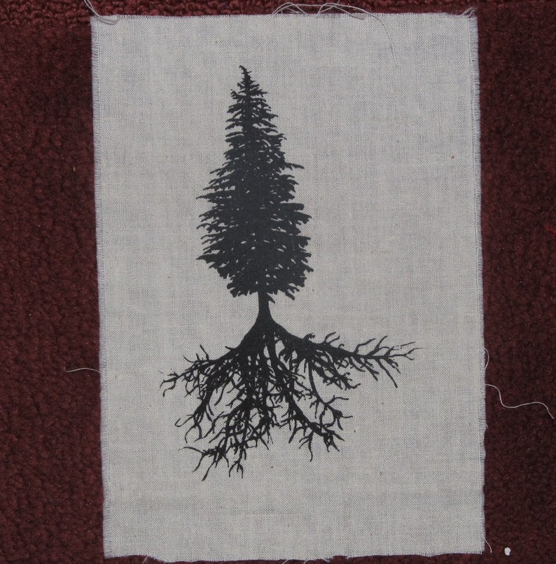 Tree Patch - Conifer & Tree Roots, Choose Black White Green - Western ...