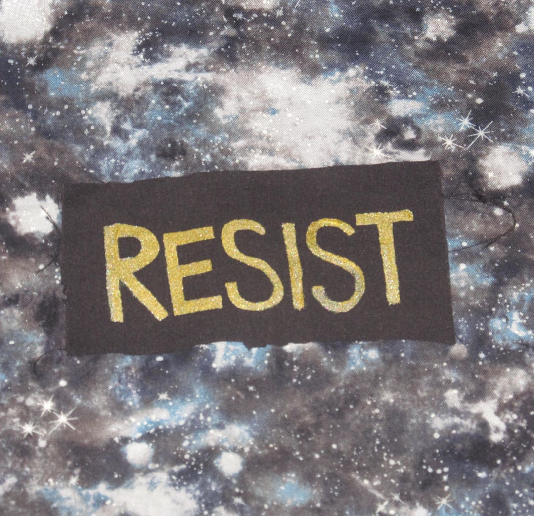 RESIST PATCH Sparkle Gold on Black Glitter, Shiny, Sparkly, Metallic ...
