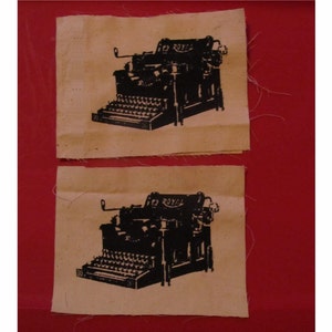 Typewriter Patch - Black on White Canvas - Vintage Classic Royal ...