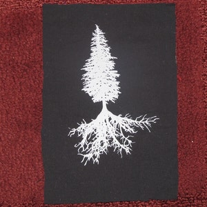 Tree Patch - Conifer & Tree Roots, Choose Black White Green - Western ...