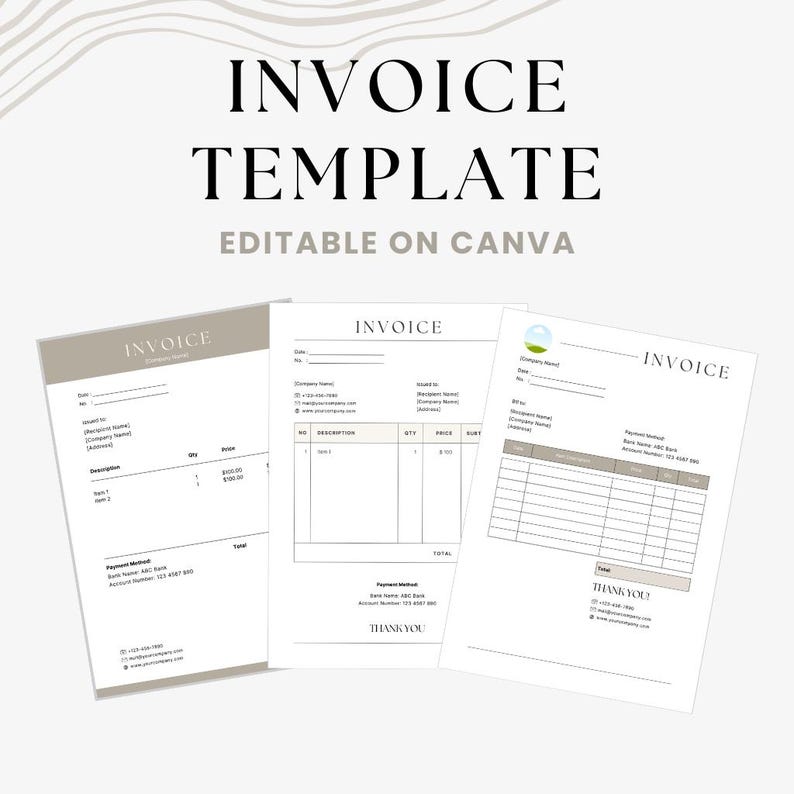 Editable Invoice Template: Minimalist Design for Canva (digital ...