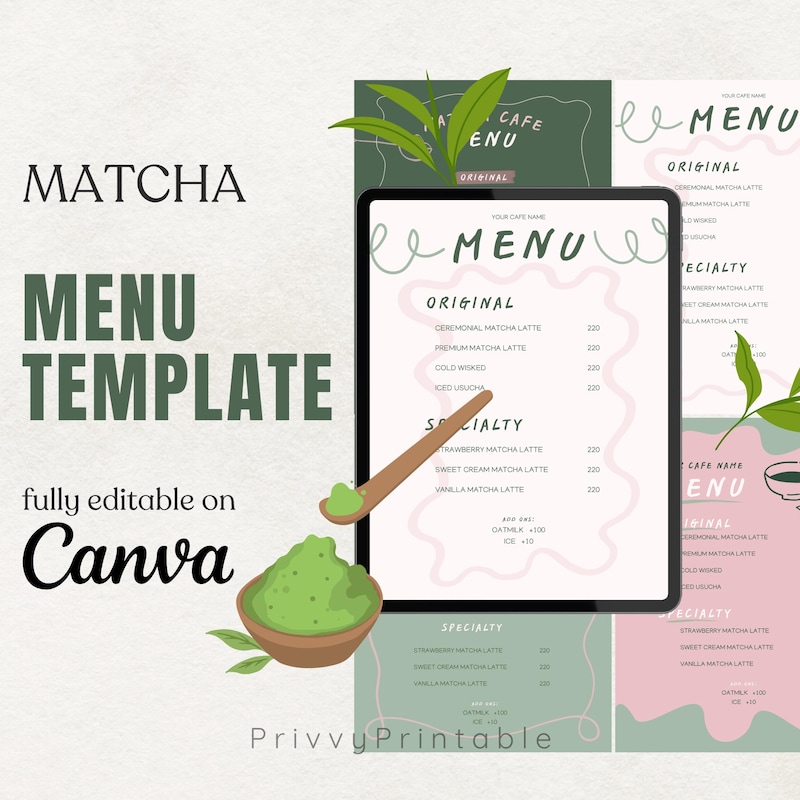 Matcha Matcha Menu - Etsy