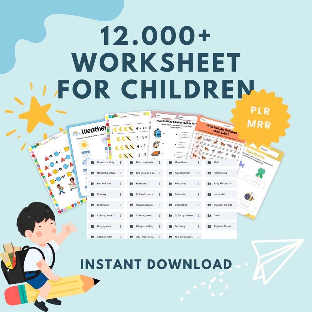 12,000+ Children’s Worksheets Mega Bundle | PLR + MRR Included ...